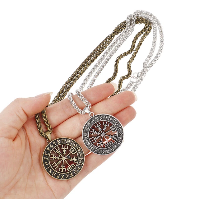 Norse Viking Symbol Norse Pirate Vegvisir Compass Pendant Necklace Amulet G Zk Eur 479