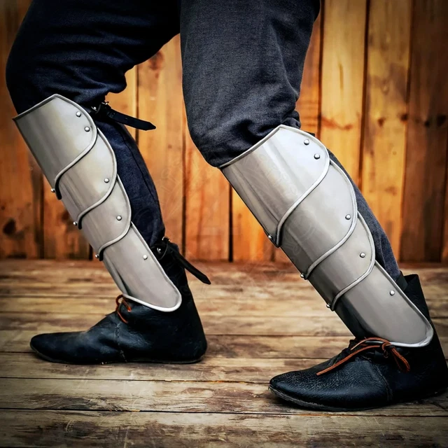 MEDIEVAL LEG GREAVES 18 Gauge Steel LARP Knight Reenactment Cosplay SCA ...