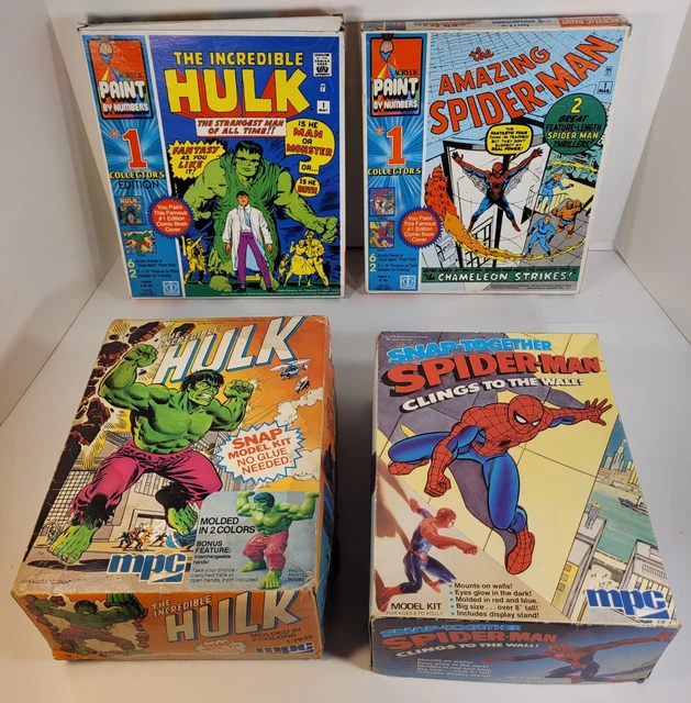 VINTAGE MARVEL 1970’S/80’S Hulk/Spider-man PBN and Model Kits! *Read ...