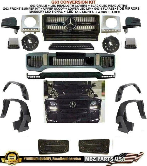 G63 AMG BODY Kit Bumper Flares LED LIP GRILLE Mansory Headlights Signal ...