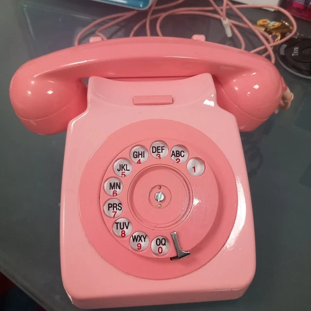 RETRO PALE PINK Rotary Dial Telephone converted to use via socket today ...