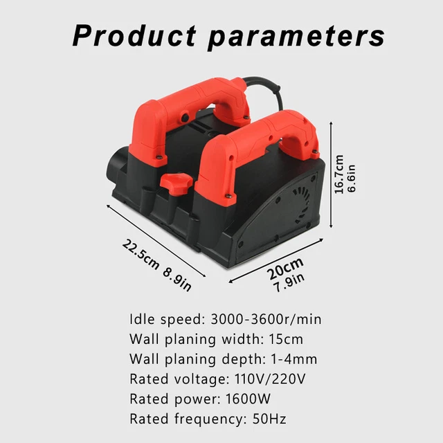 ELECTRIC WALL PLANER 1600W Groove Cutting Machine Brick Wall Chaser ...