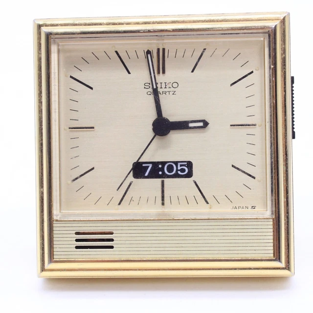 VINTAGE SEIKO DESK Clock SP101B Travel Alarm Ana-Digi 65x71mm Made in ...