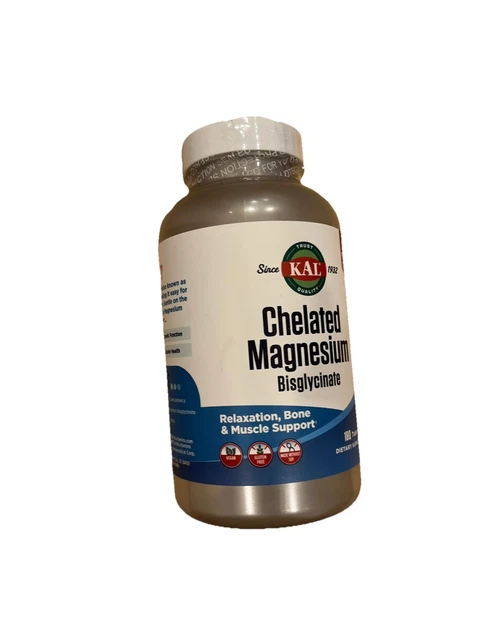 KAL CHELATED MAGNESIUM Bisglycinate, 180 Tablets, Sealed & New, Expiry ...