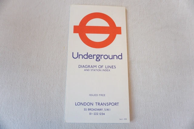 1978 NO. 2 London Transport Underground Map Diagram of Lines Tube Ref ...