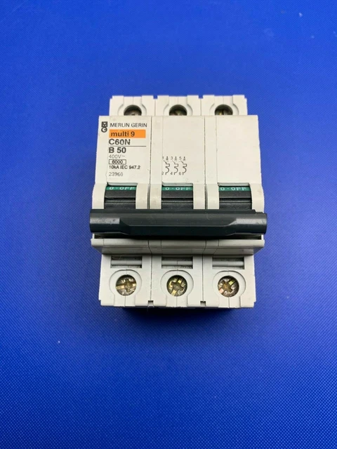 MERLIN GERIN C60NB50 50A 3 Phase Three Pole Triple MCB Breaker Type B 50 Amp £16.99 - PicClick UK