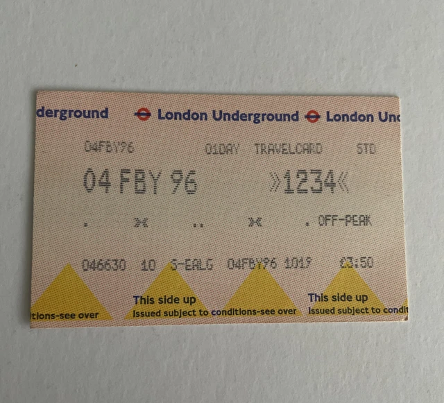 VINTAGE LONDON UNDERGROUND Tube Train Rail 1 Day Travelcard Ticket 4 ...