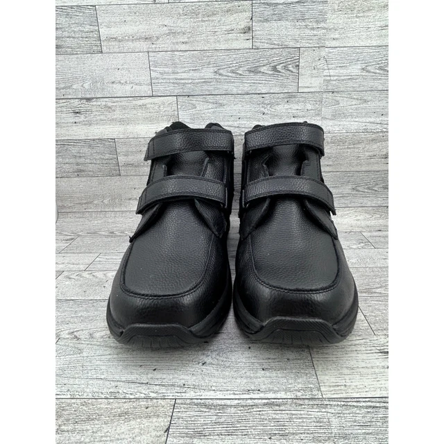 ORTHOFEET 581 MEN Sz 8.5 2E Black Leather Hook and Loop Ankle Boots ...