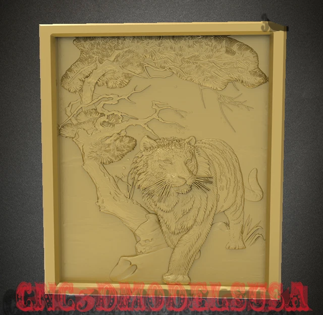 TIGER PANEL 3D model STL file for cnc router laser & 3d printer £1.25 ...