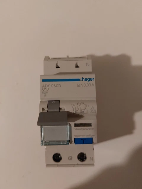 HAGER ADS960D FI/LS Fehlerstrom-Leitungsschutzschalter 1P+N 6kA C-10A 30mA Typ A EUR 15,00 ...