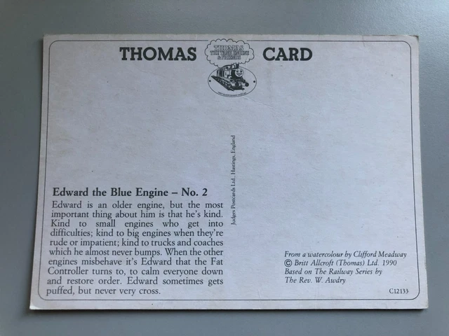 EDWARD THE BLUE Engine, Thomas The Tank Engine, Vintage Story Card ...