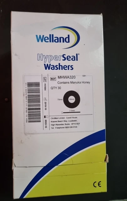 NEW BOXED HYPER Seal..Washers...With Manuka Honey.Ostomy Stoma ...