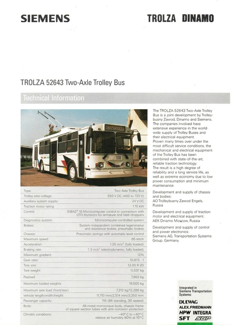 DATENBLATT ZWEIACHS-TROLLEYBUS TROLZA 52643 (englisch) EUR 1,00 ...