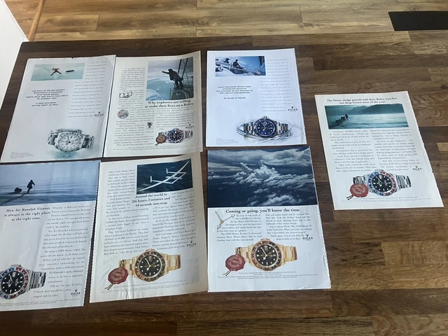 ORIGINAL BUNDLE OF 7 Rolex Watch Magazine Adverts Posters Man Cave Wall ...
