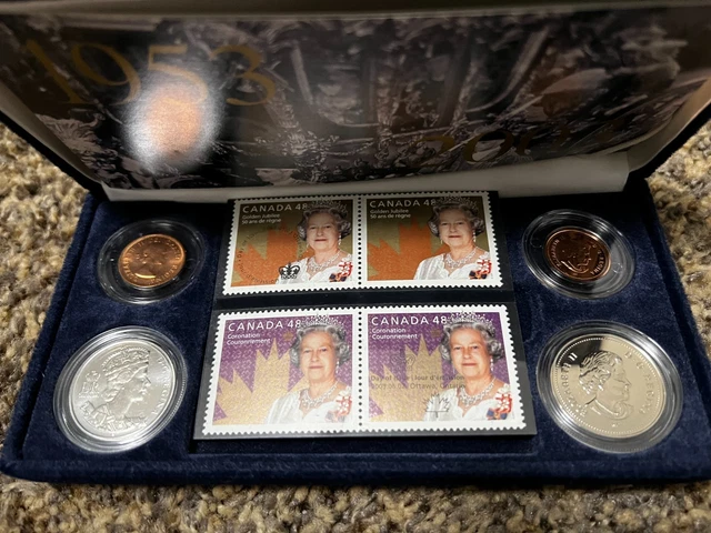 2003 CANADA QUEEN Elizabeth II Coronation Stamp and Coin Set (1953 ...