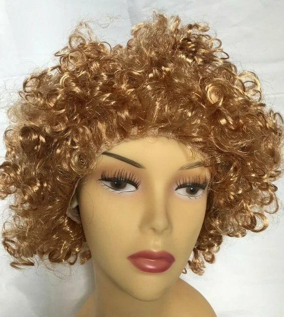 PERRUQUE CHEVEUX BRUNS bouclés funky disco clown robe de fantaisie poule soirée fête neuve EUR 6 ...
