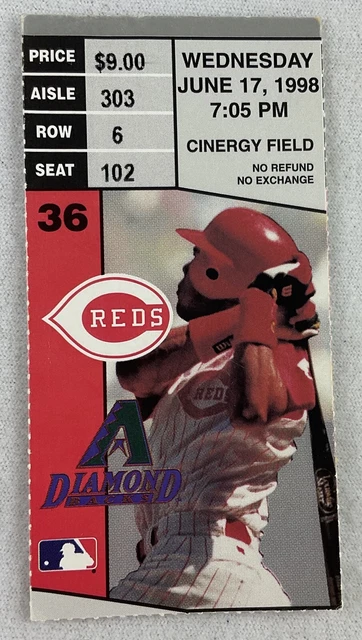 MLB 1998 06/17 Arizona at Cincinnati Reds Ticket-Andy Benes WP EUR 6,58 ...