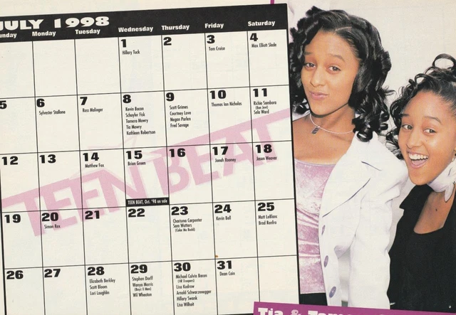 TAMERA MOWRY TIA Mowry Scott Wolf teen magazine pinup clipping calendar ...
