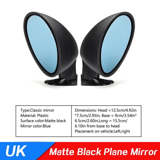 UNIVERSAL MATTE BLACK Classic Car Side View Wing Mirror Cover Kit Left ...