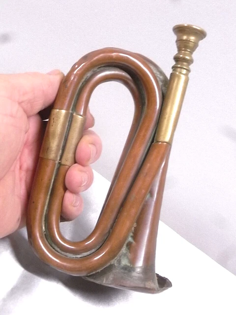 🇫🇷 ANCIEN CLAIRON Trompette Miniature Bugle Cuivre Instrument Musique A ...