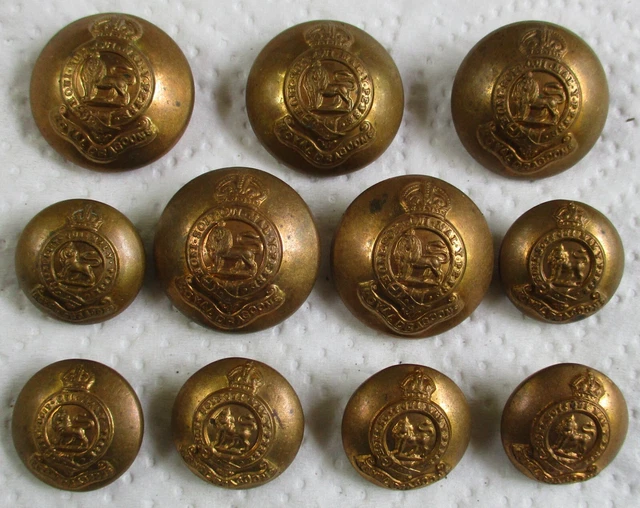 SET OF 11X British Army:"1st ROYAL DRAGOONS BRASS BUTTONS" (24mm-18mm ...