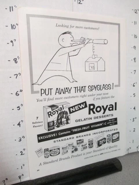 GROCERY STORE MAGAZINE ad 1955 STANDARD BRAND Royal gelatin Chase ...