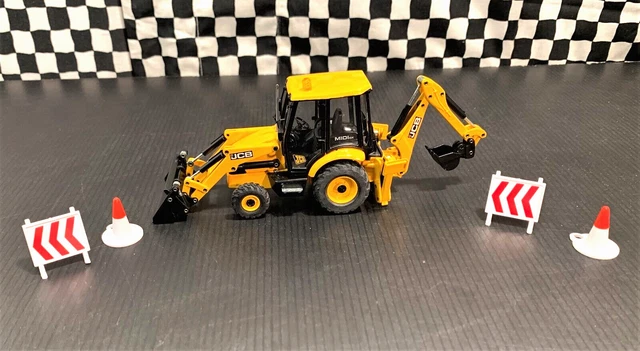 JOAL JCB MIDI CX Wheel Loader/Backhoe w/Cones/Barriers -Yellow/Black- 1 ...