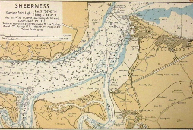 1943 WW2 D DAY Admiralty Chart Map SHEERNESS ref:77 £12.00 - PicClick UK