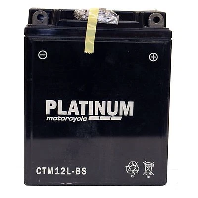 PLATINUM MOTORCYCLE STARTER Battery CTM12L-BS 12V 12Ah 150CCA Wc 1 Yr ...