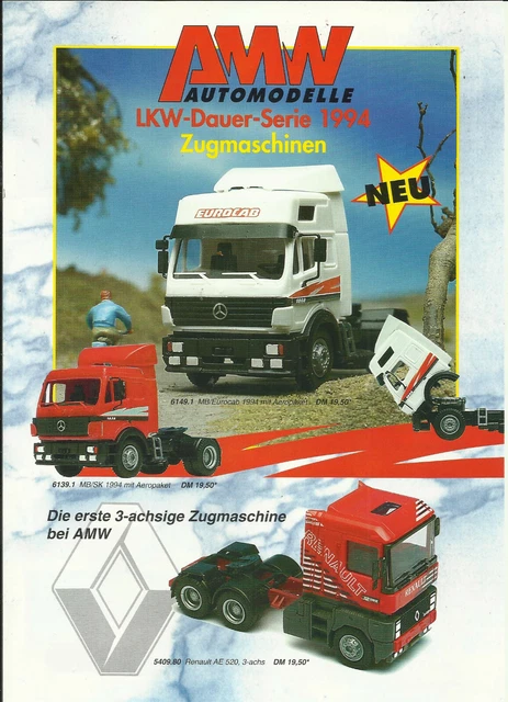 INFOBLATT KATALOG AMW AWM LKW Dauerserie 1994 Modellautos in 1:87 EUR 1 ...