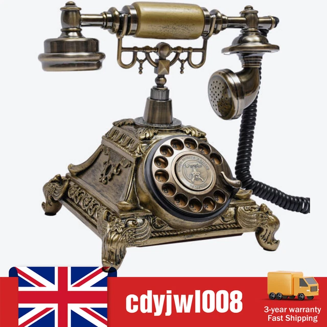 ANTIQUE TELEPHONE DESK Phone European Style Old Fashioned Rotary Dial ...