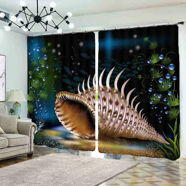 SHELLS WITH THORNS 3D Blockout Photo Print Curtain Fabric Curtains ...