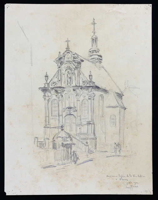 JOSEPH MASSÉ (1878-1946) dessin église Visitation Nevers Soye-en ...