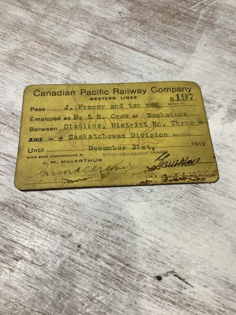 1912 CANADIAN PACIFIC Railway Company Railroad Pass Ticket Signed ...