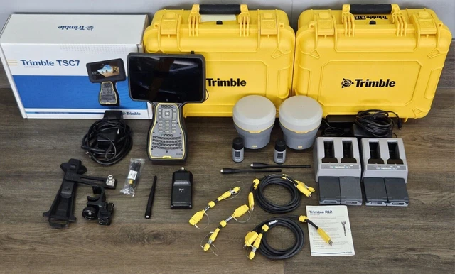 TRIMBLE DUAL R12 GPS GNSS Beidou Galileo RTK Base Rover Setup w/ TSC7 ...