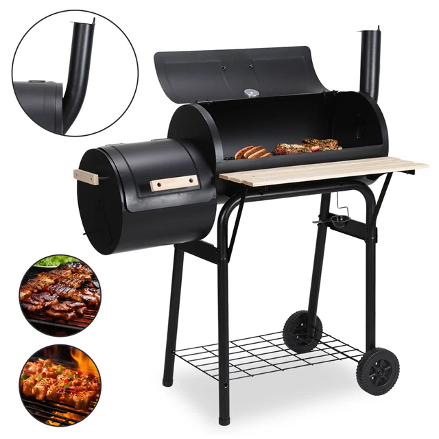 BBQ HOLZKOHLEGRILL GRILLROST Säulengrill Grillwagen Räucherofen XL ...
