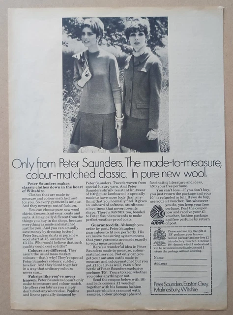 PETER SAUNDERS LADIES Fashion Original UK Press Advert 1969 £4.99 ...