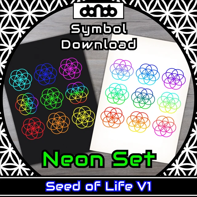 SEED OF LIFE V1 Neon Set - Symbol - SVG PNG JPG PDF PSD AI EPS [2D ...