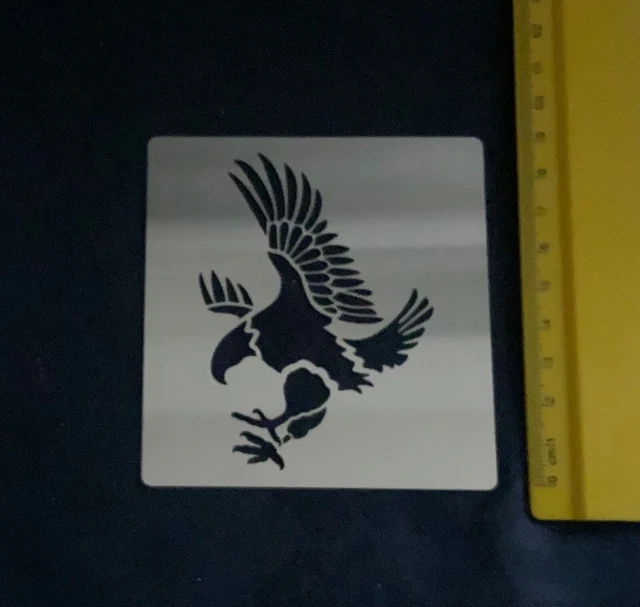 DIMENSIONI MEDIE/ACCIAIO/STENCIL/OBLUNGO/AQUILA IN volo/pirografia ...