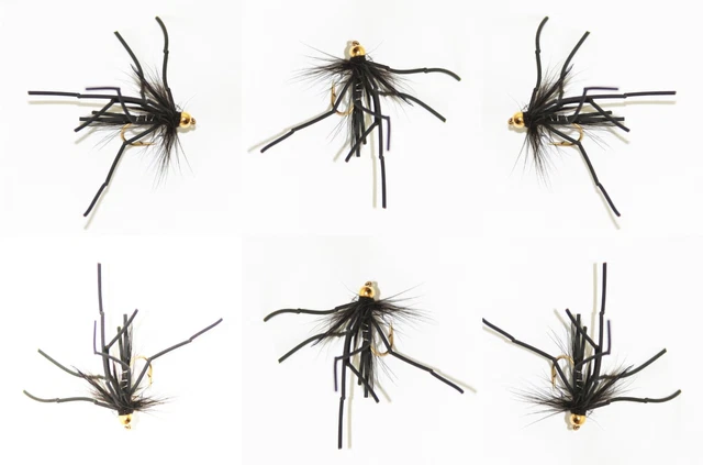 VIBRATING DADDY LONGLEGS Rubber Legs Top Quality Black Trout Flies £5. ...