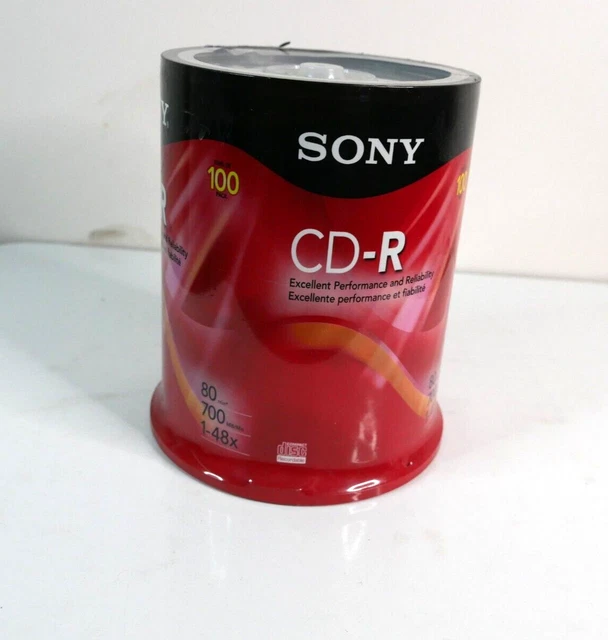 100 PACK SONY CD-R 700MB 80min 1-48x Blank Storage Media Discs CDs, NEW ...
