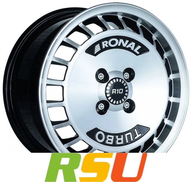 RONAL R10 TURBO schwarz-frontkopiert 7x15" ET37 LK4 100 ML 68 Alufelgen ...