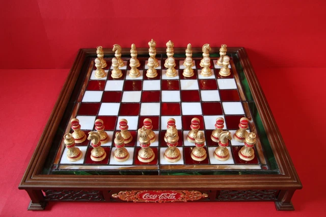 COCA COLA STAINED Glass Chess Set 24K Gold by the Franklin Mint from ...