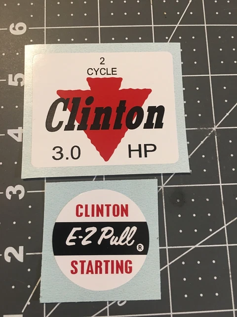 KIT D'AUTOCOLLANTS MOTEUR Clinton 2 cycles 3 hp E-Z Pull Set 2 Panther ...