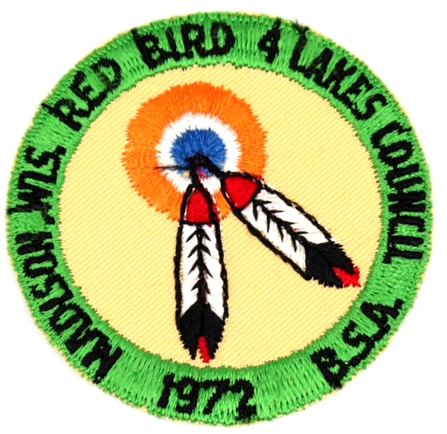 VINTAGE 1972 CAMP Red Bird Four Lakes Council Patch Wisconsin WI Boy ...