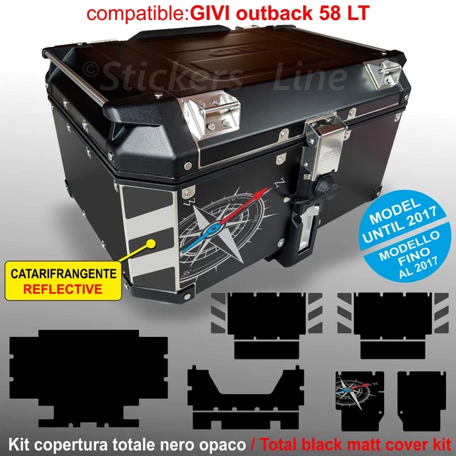 KIT AUTOCOLLANT COMPATIBLE Coffre Top Case Givi 58 Lt 2017 BMW R1200 ...