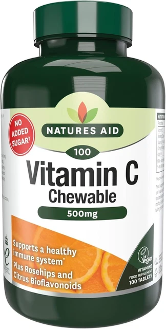 NATURES AID VITAMIN C 500mg 100 Chewable Tablets – 100 count (Pack of 1 ...