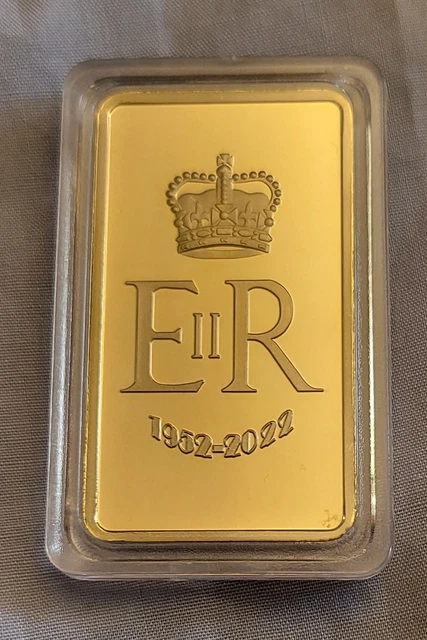 QUEEN ELIZABETH II Gold Bar Platinum Jubilee ingot Royal Family King ...