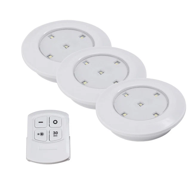 3PCS DIMMABLE WIRELESS Cabinet Night Light LED Wireless Remote Pat ...