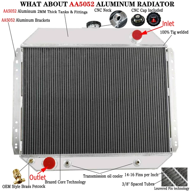 4ROW RADIATOR FOR 66-79 Ford F100 F150 F250 F350 Bronco Truck V8 F-100 ...
